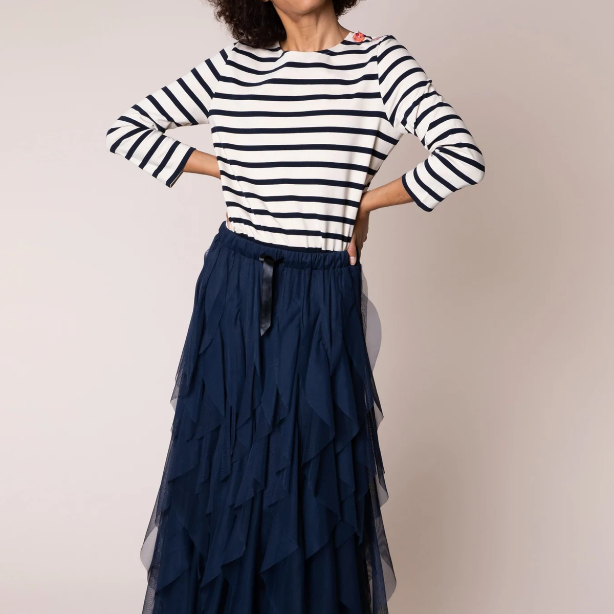 Eleven Loves Iris Multi-Ribbon Maxi Tulle Skirt | Black | H&B Style